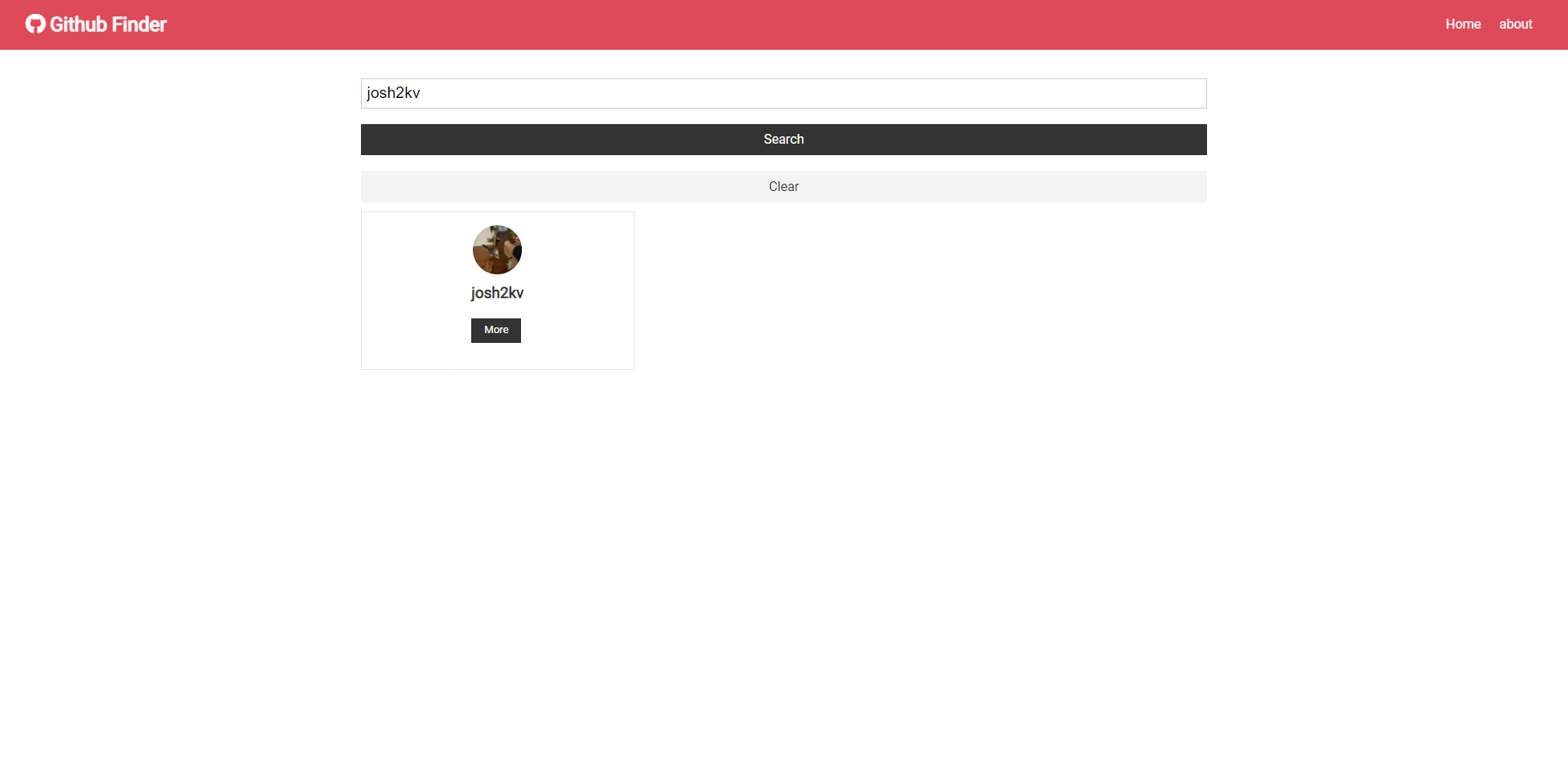 GitHub - josh2kv/github-finder: React를 사용한 Github 유저 검색 웹앱