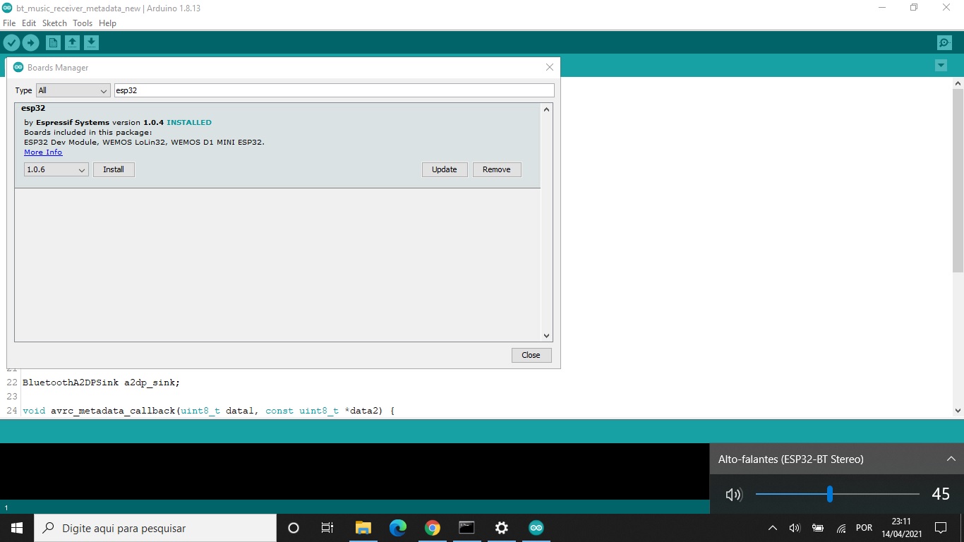Support for Metadata only work in Arduino Framework 1.0.4 · Issue #35 · pschatzmann/ESP32-A2DP ...