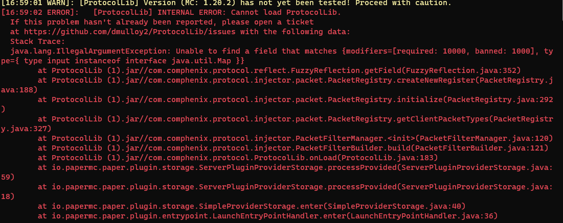 Error Starting Server With Protocol · Issue 2627 · Dmulloy2protocollib · Github 