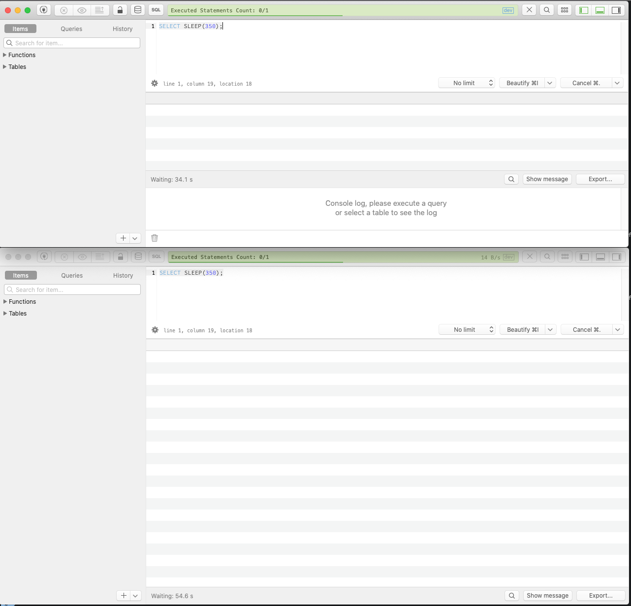 Connection closes after 300 seconds for long running queries · Issue #1932 · TablePlus/TablePlus ...