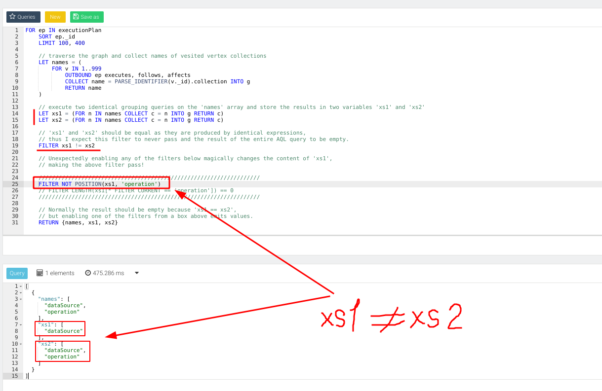 SORT in spliced subqueries sometimes forgets documents · Issue #12693 · arangodb/arangodb · GitHub