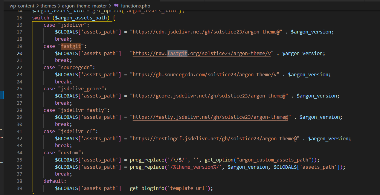 [Bug] Source Global CDN和Fastgit这两个cdn无法正常使用 · Issue #486 · solstice23/argon-theme · GitHub