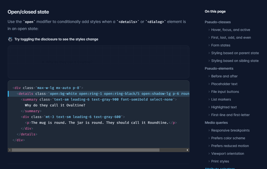 Fixed "Open/closed state example" with Dark Mode by NovusOpus · Pull Request #1073 ...