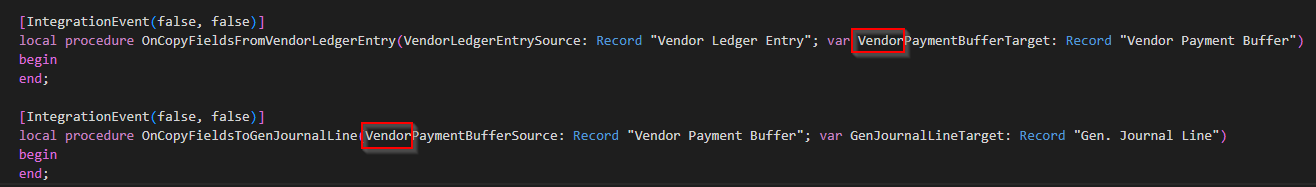 Compilation errors with events from BC22 CH version of Table 475 - Vendor Payment Buffer · Issue ...
