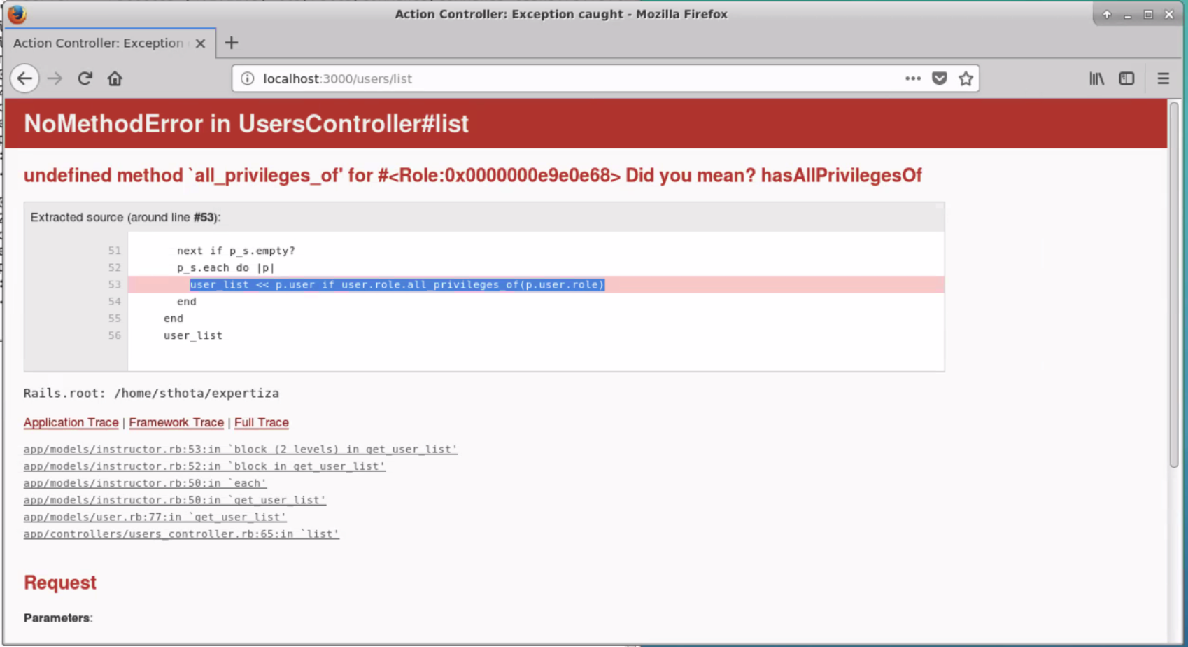 BUG Beta: When creating a student account, system prompt undefined method all_previlege_of ...