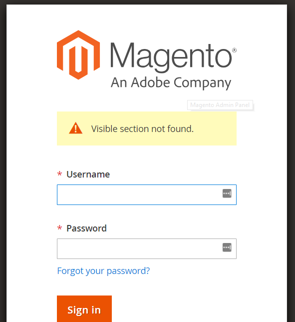 "Visible Section Not Found" message appears if Magento admin session times out · Issue #18346 ...