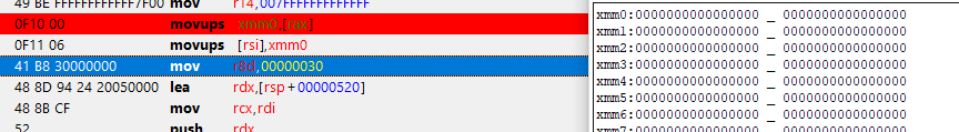 GUI always displays XMM register as 0 on @ 7.2 /w 1809. · Issue #1505 ...