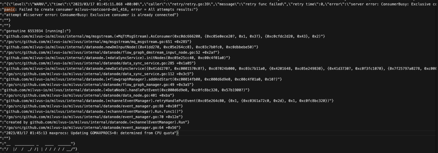 [Bug]: Datanode panic server error: ConsumerBusy: Exclusive consumer is already connected ...