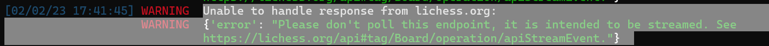 Unable To Handle Response From · Issue 655 · Lichess Bot