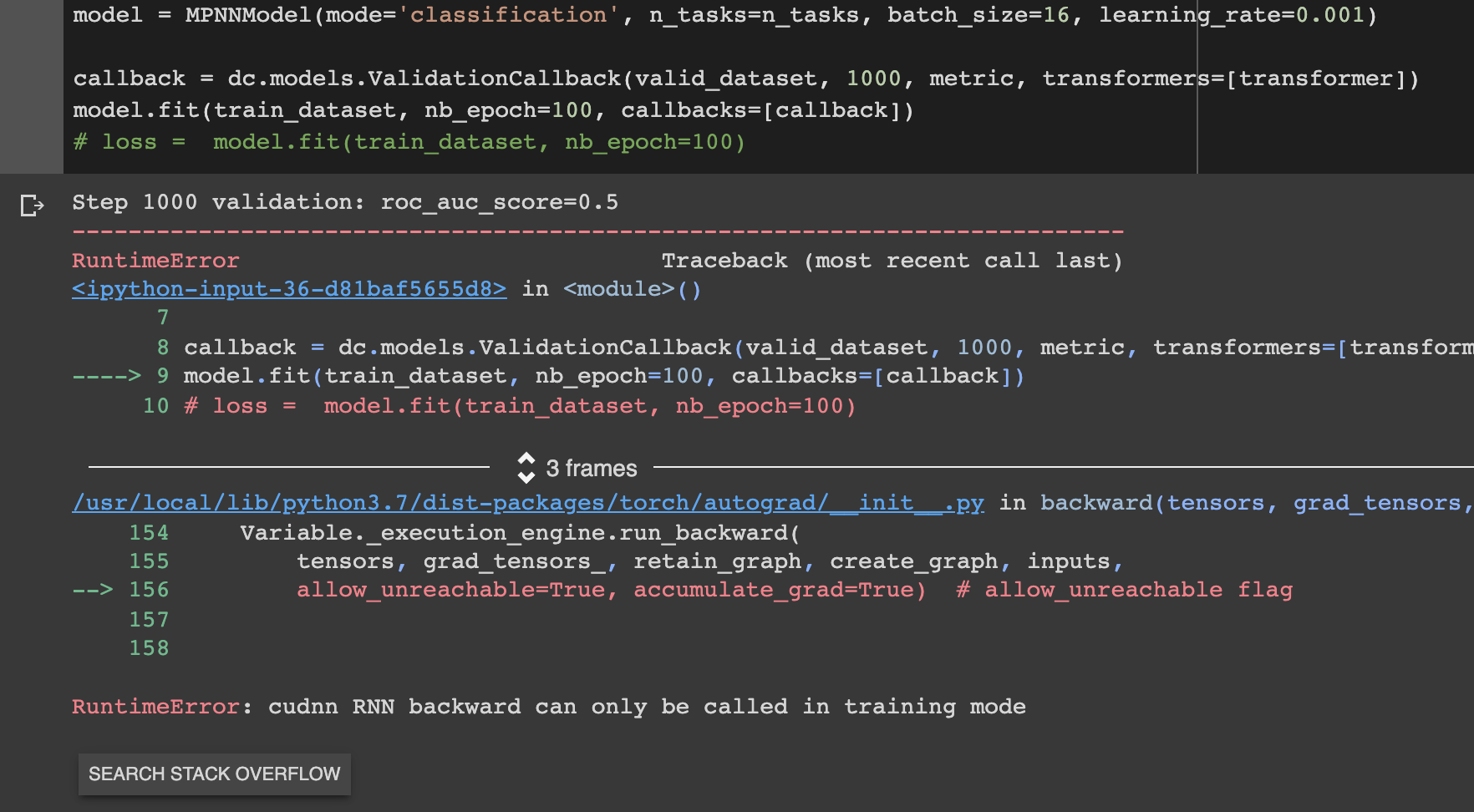 Runtimeerror When Adding Validationcallback To Torch Model Mpnnmodel