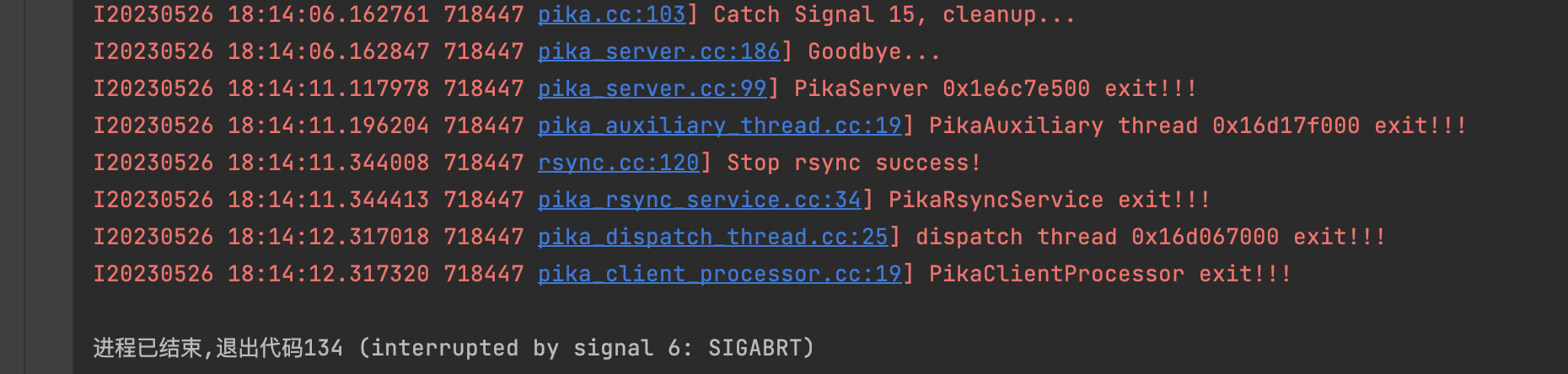 Bug Got Signal 6 Sigabrt When Pika Exit · Issue 1554 · Openatomfoundationpika · Github 