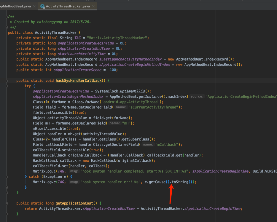 当hack失败时，catch中输出日志会报空指针 · Issue 507 · Tencent Matrix · Github