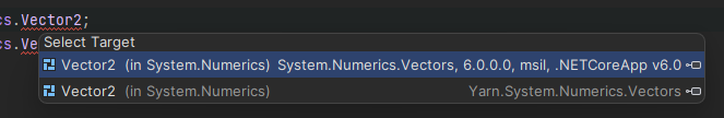 Yarn imports a different System.Numerics assembly which causes ambiguity with the default System ...