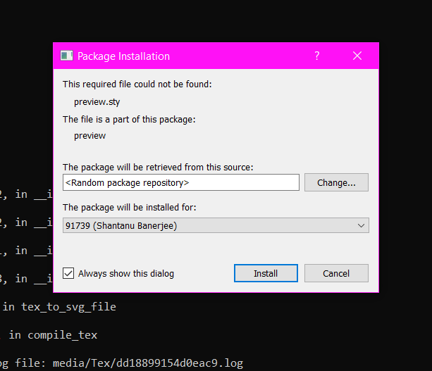 Cant Open my first Manim Project · Issue #1055 · ManimCommunity/manim · GitHub
