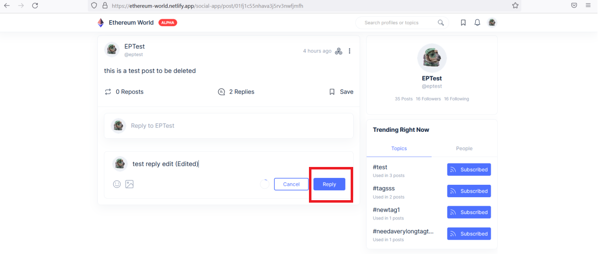 [Desktop] The text on the Save button is displayed as "Reply" when editing a reply on a Post ...