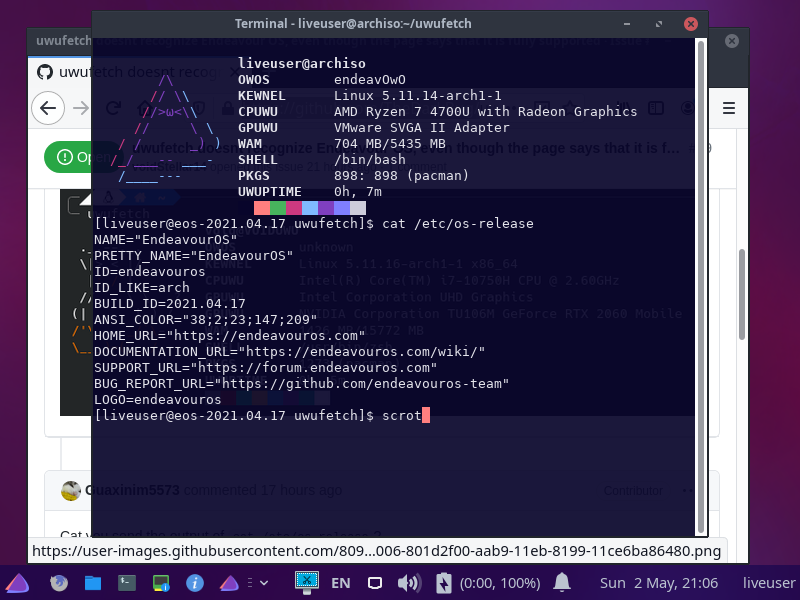 uwufetch doesnt recognize Endeavour OS, even though the page says that ...