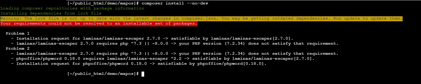 Erro quando executo composer install --no-dev · Issue #1271 · RamonSilva20/mapos · GitHub