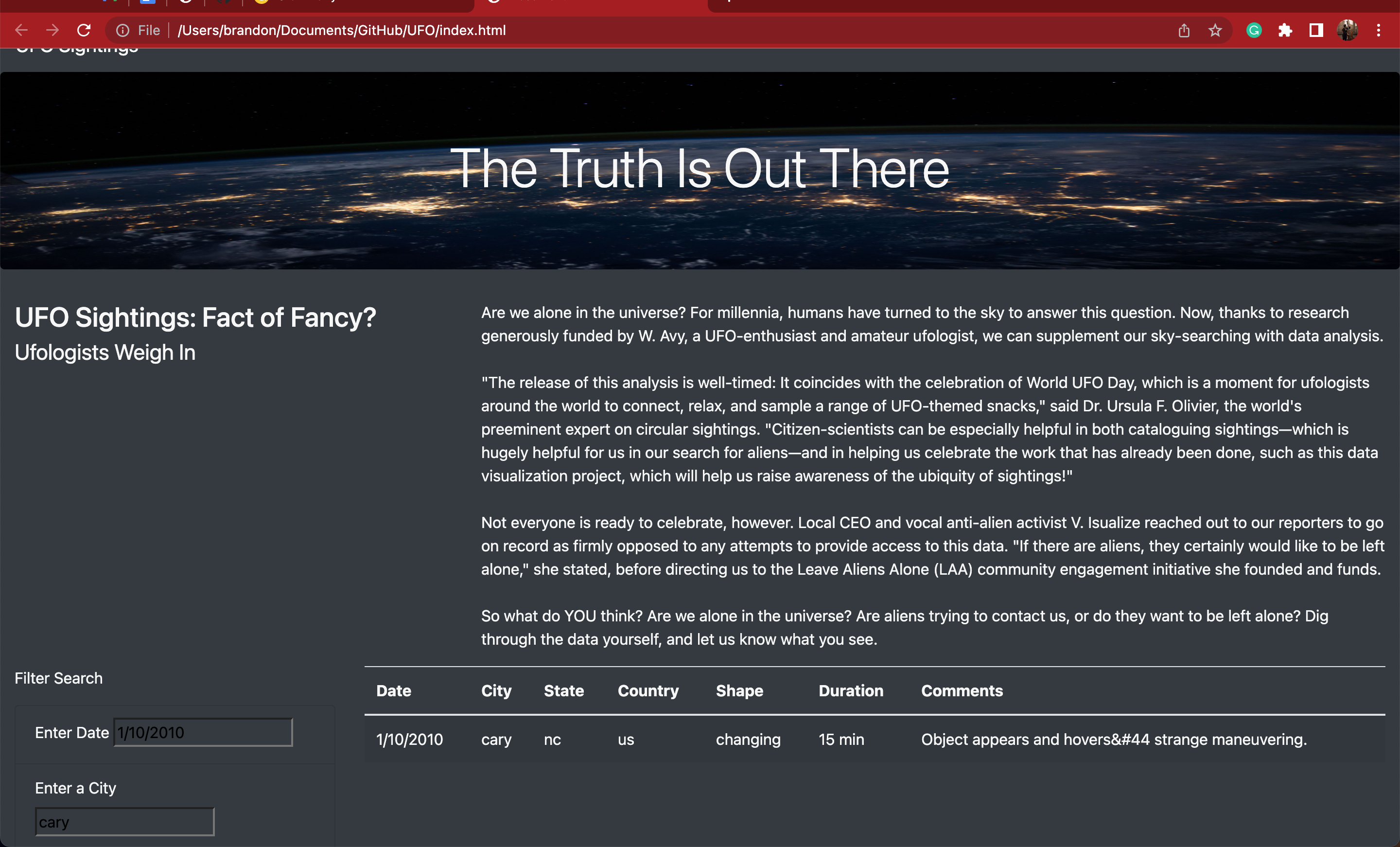 GitHub - brand0nM/UFO-Dashboard: Use html, css and javascript to create a dashboard