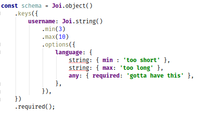 Using custom error for string.[min/max] · Issue #1344 · hapijs/joi · GitHub
