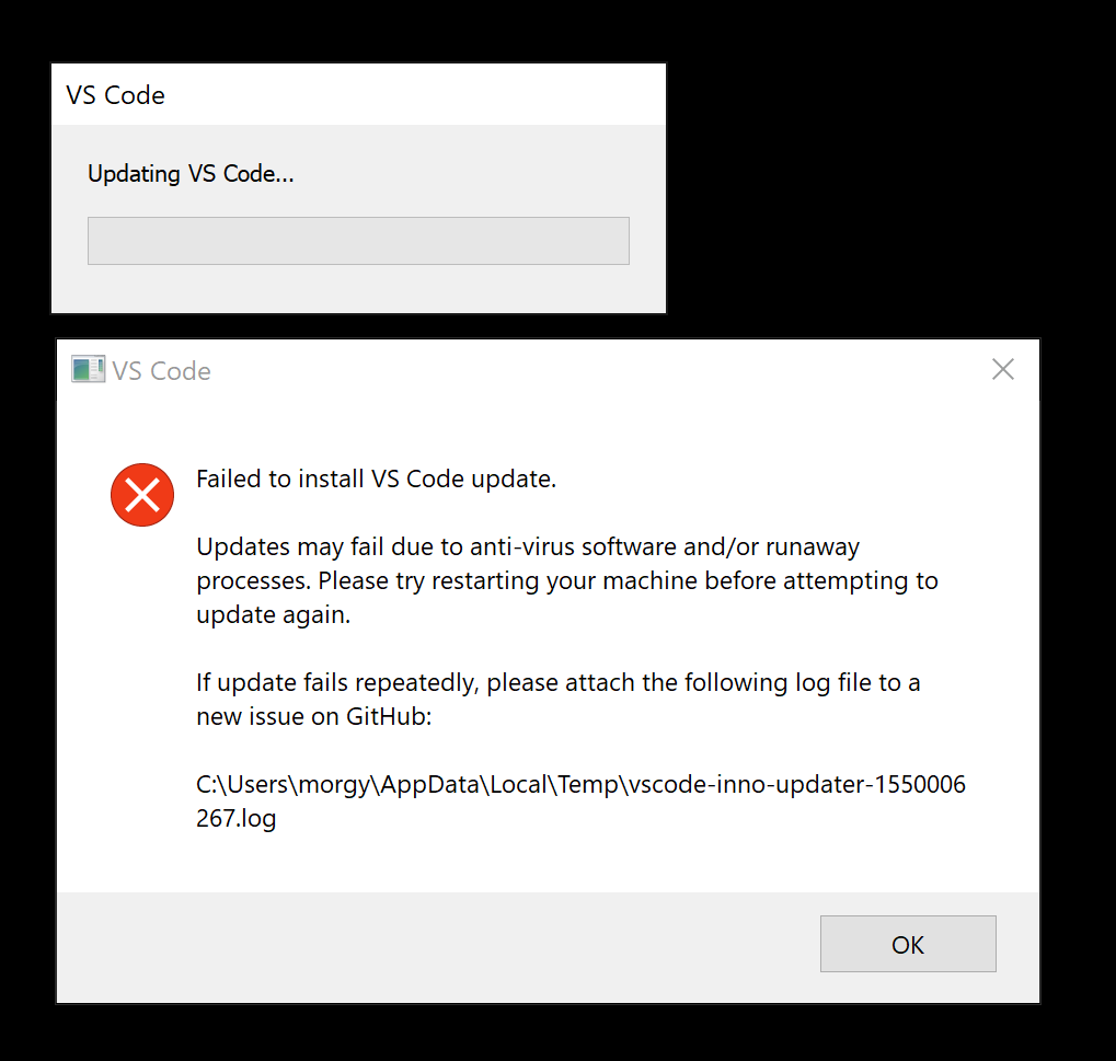 Cannot Update Auto Update Fails · Issue 68566 · Microsoftvscode · Github