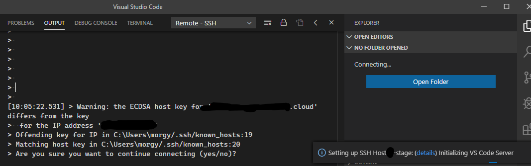 Get interaction if different host key · Issue #2164 · microsoft/vscode ...