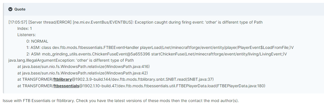 [Bug]: Invalid player data using maybe caused by FTB essentials or FTB library · Issue #516 ...