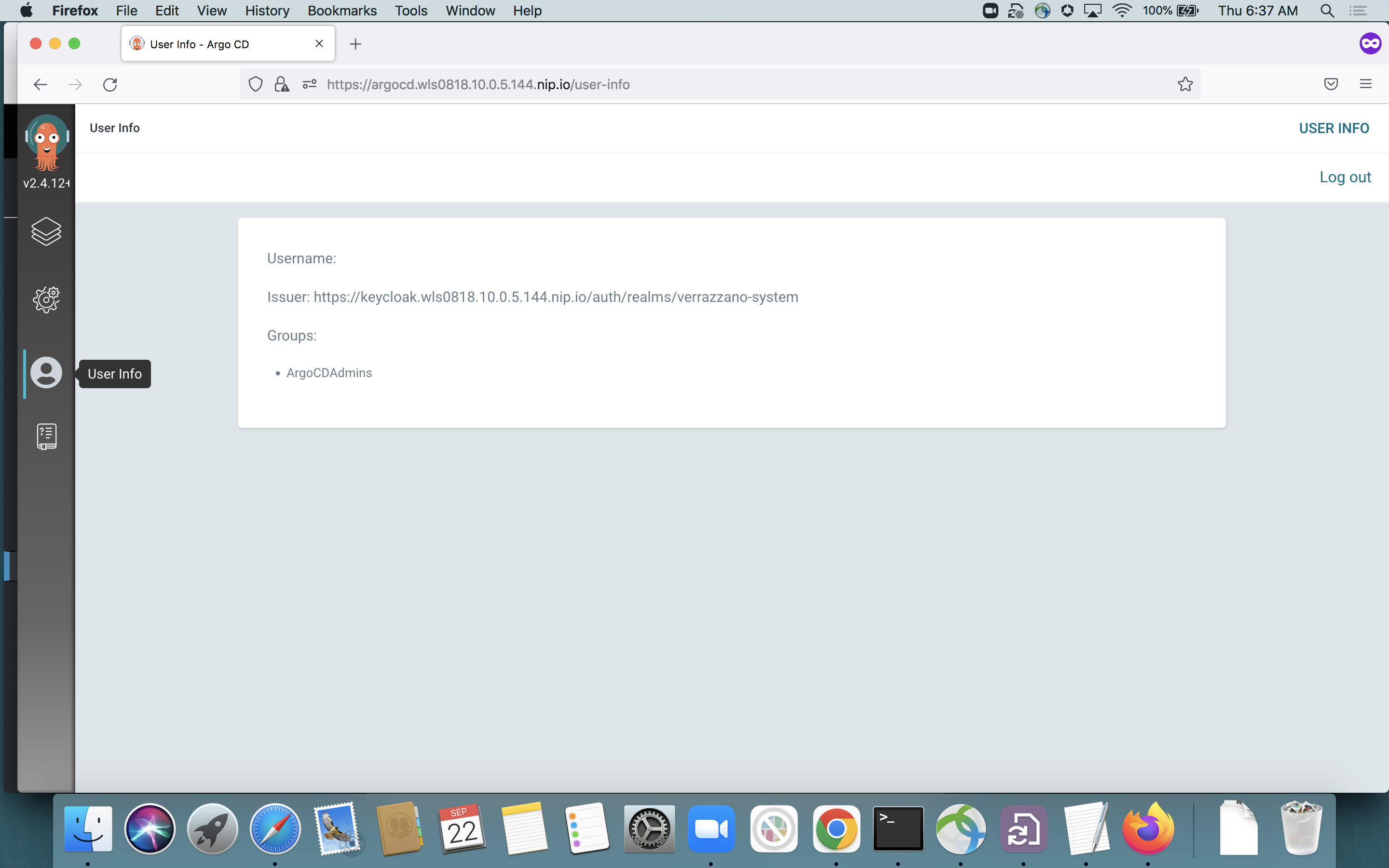 [argo-cd]User info in UI not displaying the currently logged in user after integration with ...