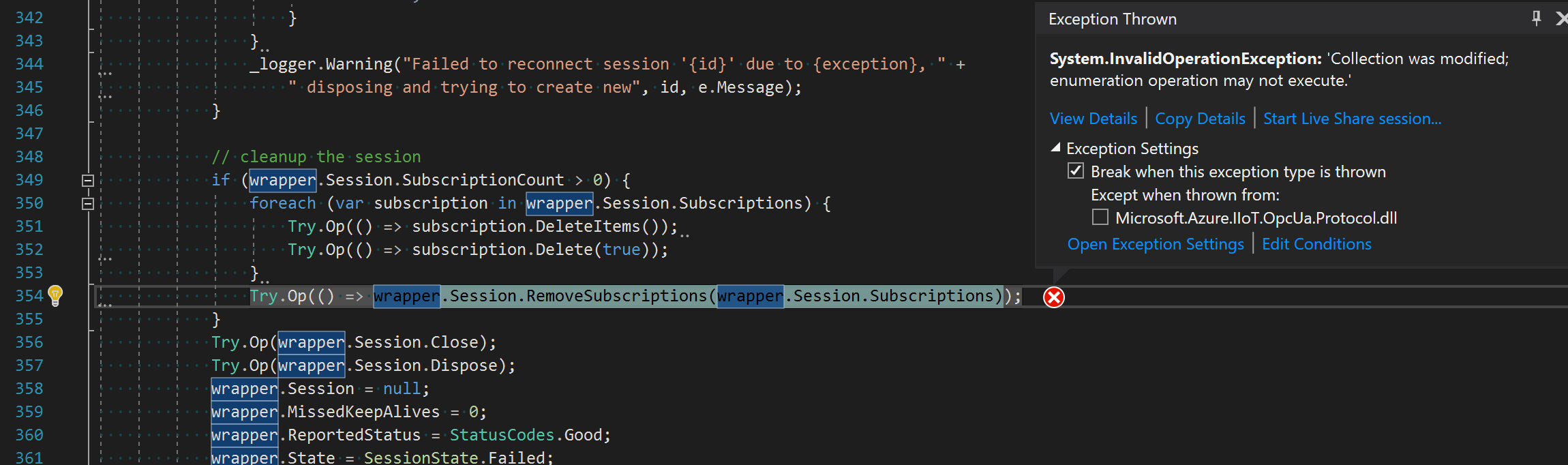 Invalidoperationexception In Reconnect Code Of Publisher · Issue 657 · Azureindustrial Iot