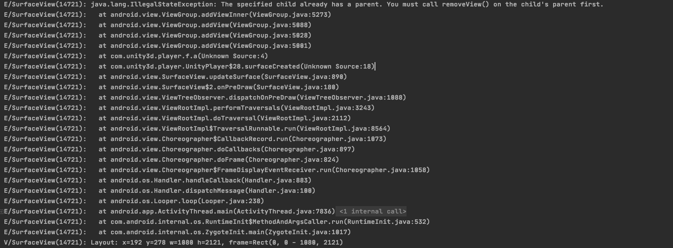 java.lang.IllegalStateException: The specified child already has a ... java.lang.IllegalStateException: The specified child already has a ...