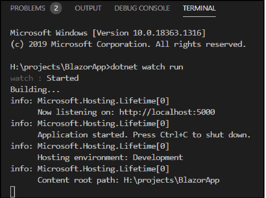 Watch not working for newly created project · Issue #30018 · dotnet/aspnetcore · GitHub