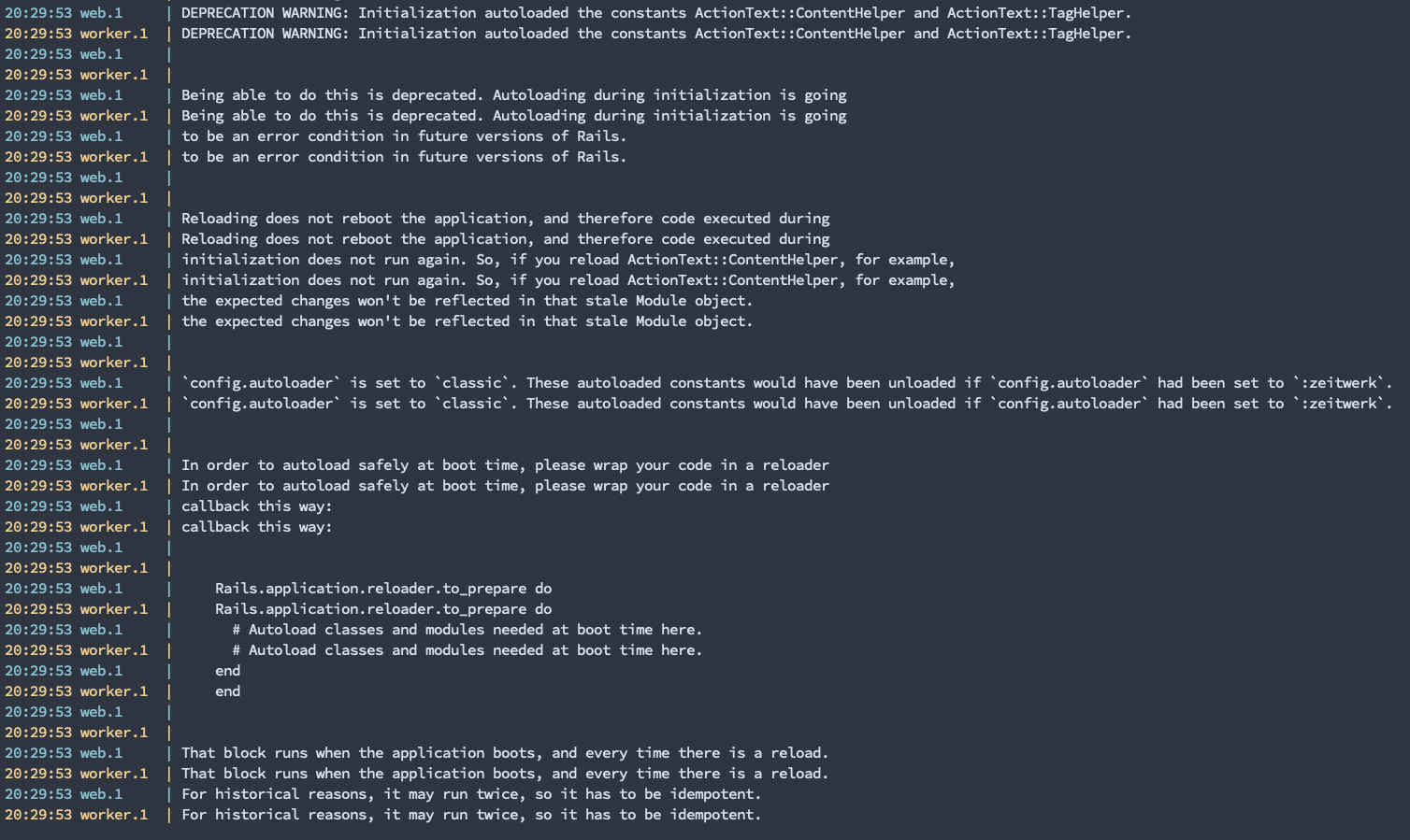 Chore: Fix ActionText::ContentHelper and ActionText::TagHelper Depreciation Warning on Boot ...