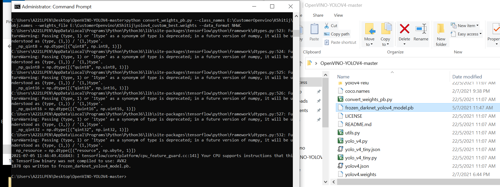 Unable to load network for a trained YoloV4 model (Argument element types are inconsistent ...