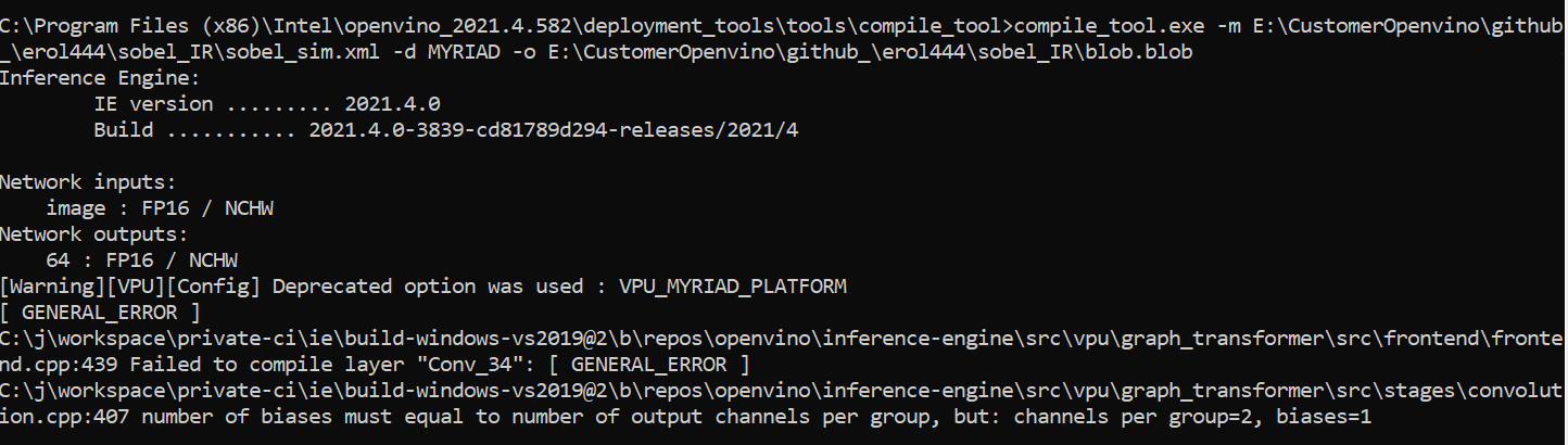 [Bug] compile_tool: number of biases must equal to number of output channels per group · Issue ...