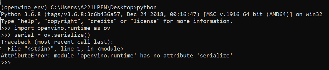 Bug Importerror Cannot Import Name Serialize From Ntime In Openvino 20221
