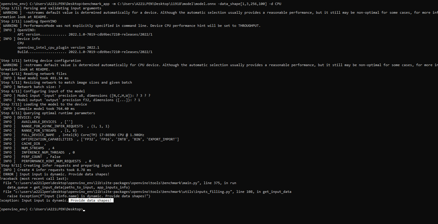 "RuntimeError: Cannot get dims for non static shape" while inferencing openvino · Issue #11918 ...