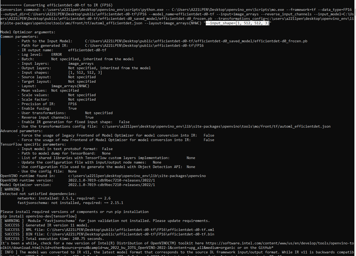 [Bug] Failure to convert EfficientDet-D0 TF model to IR with input_size (NHWC) containing N > 1 ...