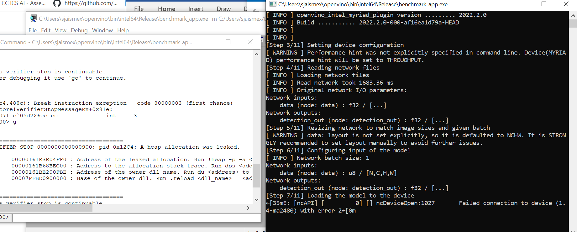 [Bug] Critical section not initialized. (Failed to allocate graph: MYRIAD device is not opened ...