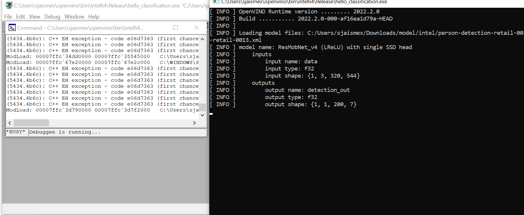 [Bug] Critical section not initialized. (Failed to allocate graph: MYRIAD device is not opened ...