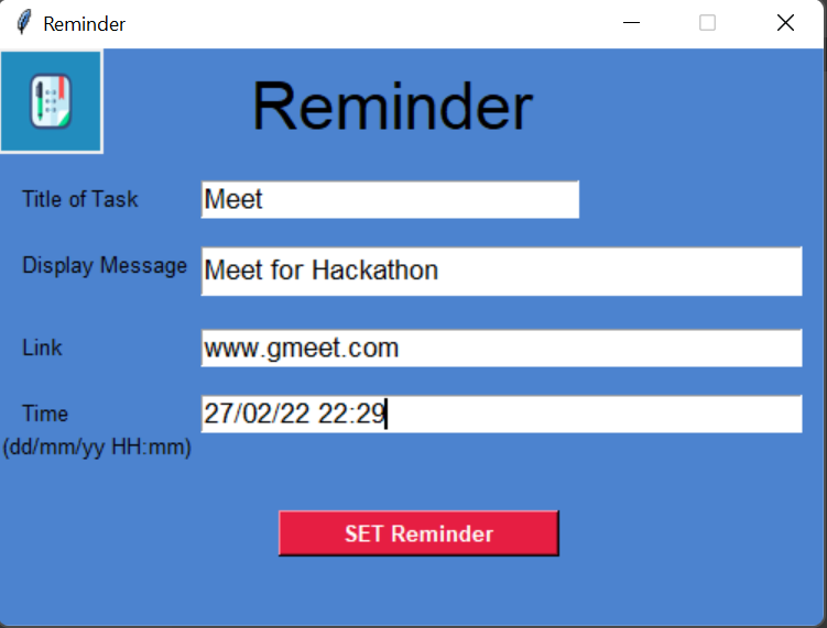 GitHub - Isha9943/Scheduler: Enter the details in the dialogue box and ...