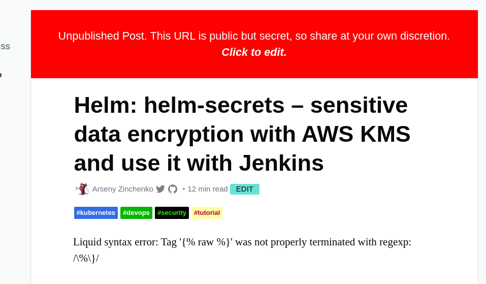 Liquid syntax error: Tag '{% raw %}' was not properly terminated · Issue #7898 · forem/forem ...