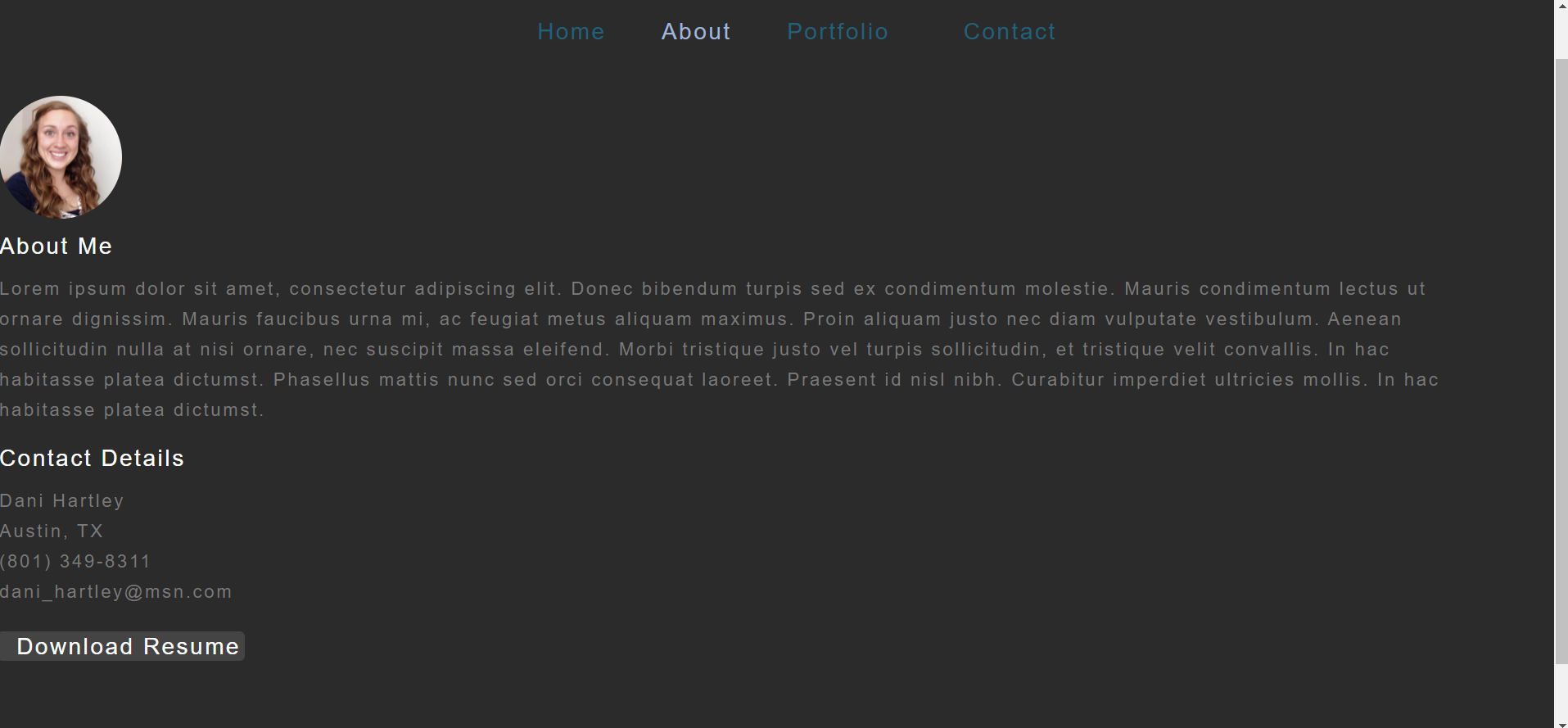 GitHub - dani-hartley/react-portfolio: Module 20 React Challenge