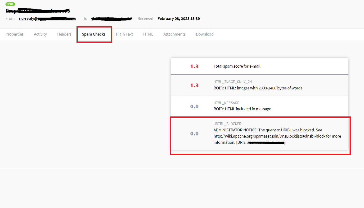 ADMINISTRATOR NOTICE: The query to URIBL was blocked · postalserver · Discussion #2354 · GitHub