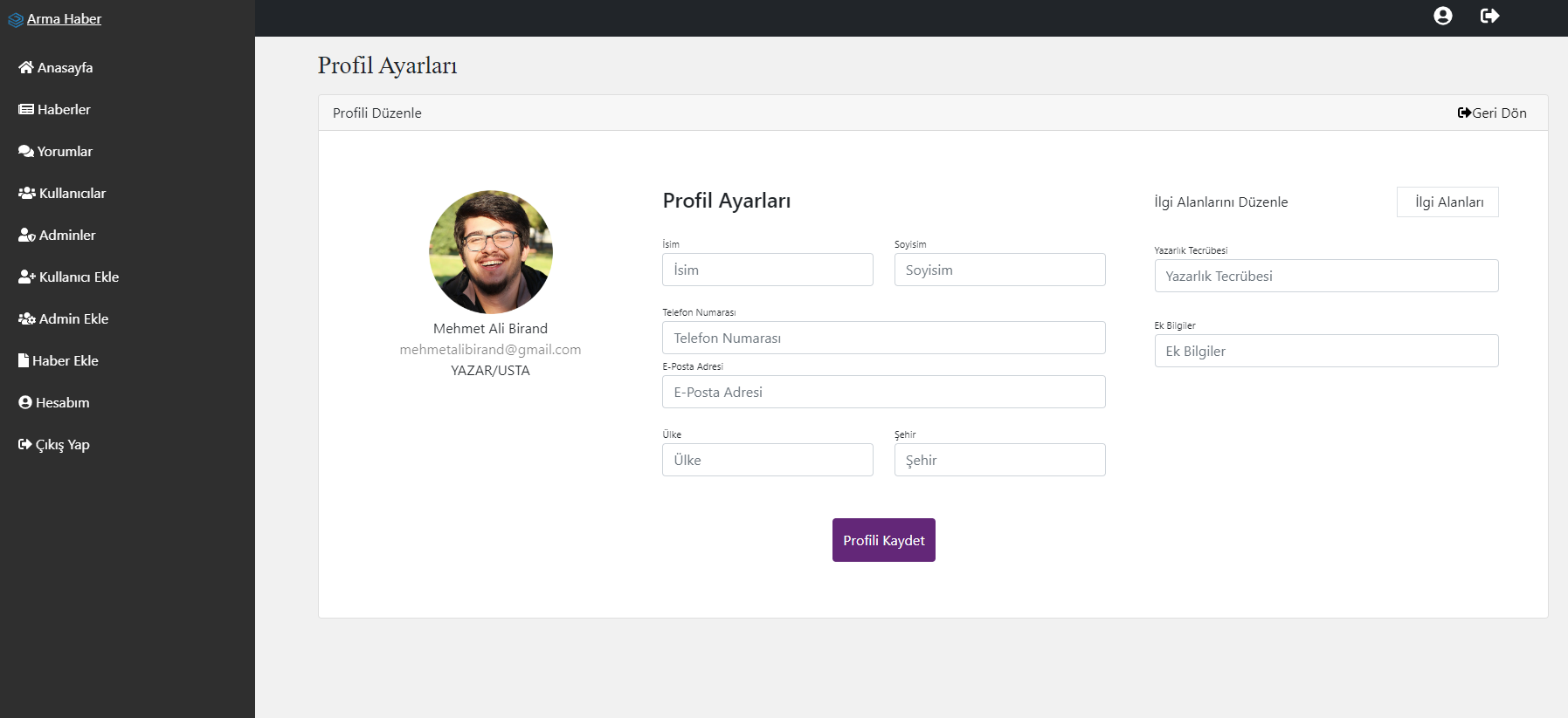 GitHub - utkuakyuz/Admin-Dashboard-News-Script: Fully Functional Admin ...