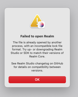 Cannot edit Realm db data with Realm Studio 11.1.2 since upgrading to realmDB v12.0.0. Using Mac ...