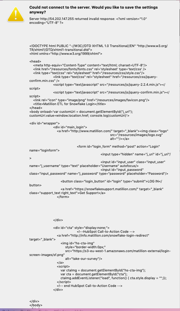 Returned invalid response (POST method) from server message is far too ...