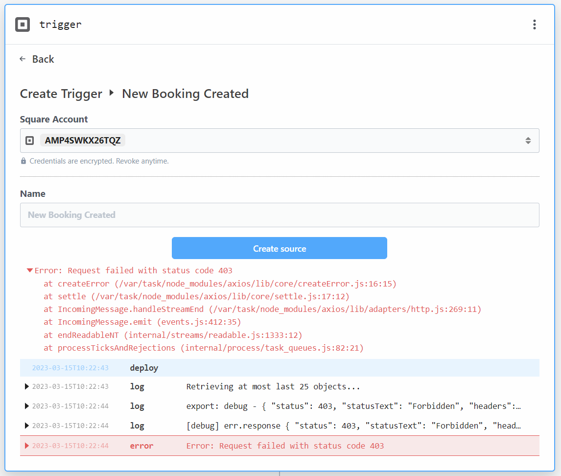 [BUG] 403 error creating Square triggers · Issue #5738 · PipedreamHQ/pipedream · GitHub