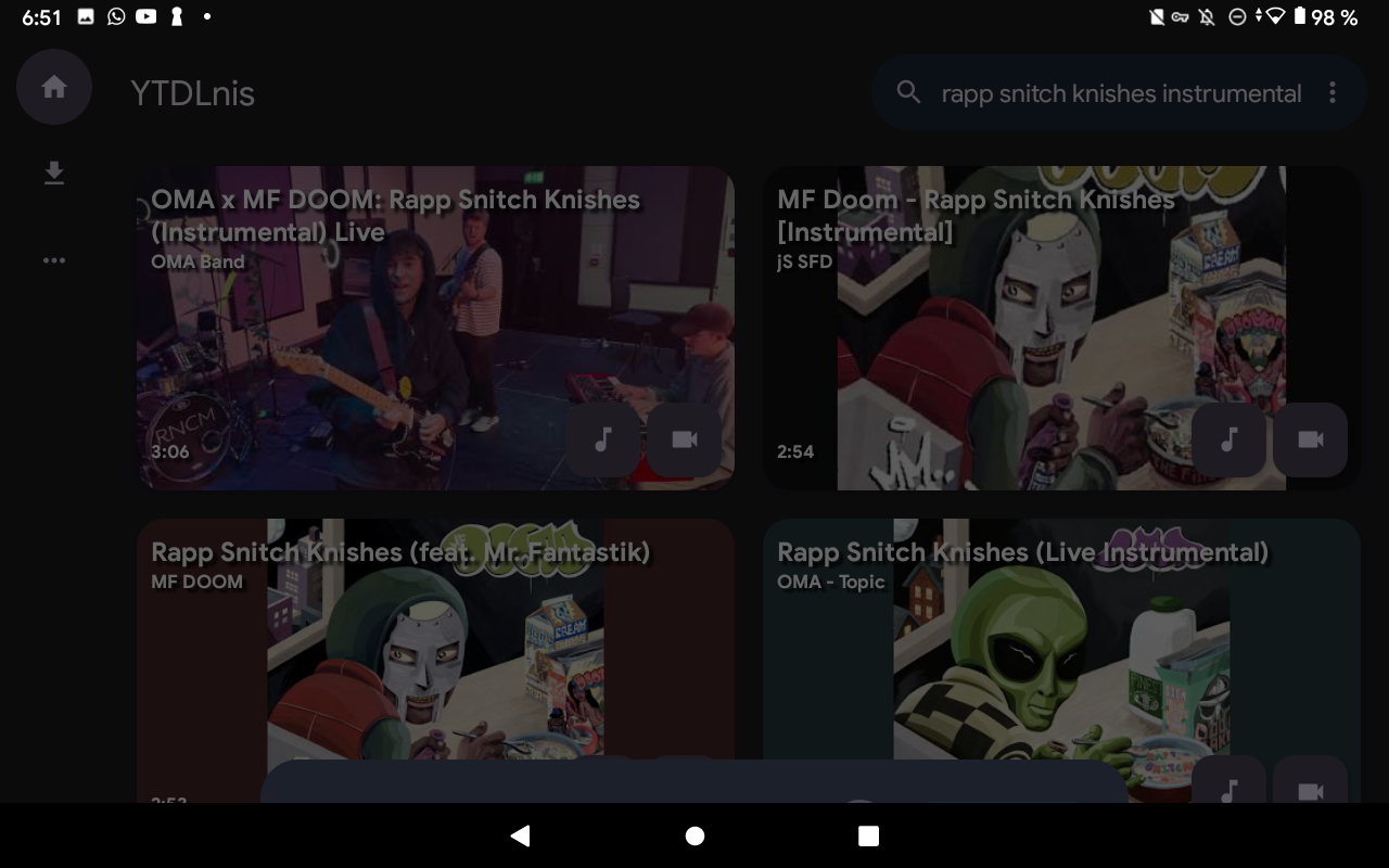 [BUG] Fly-Out Menu appears lower than usual on a Tablet · Issue #91 · deniscerri/ytdlnis · GitHub