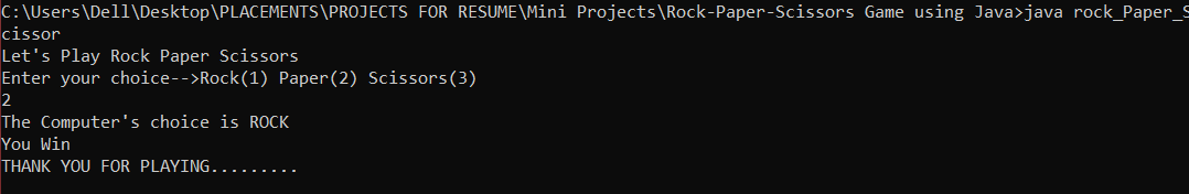 GitHub - PrakruthiKB2022/RockPaperScissor: Simple RockPaperScissors Game using JAVA
