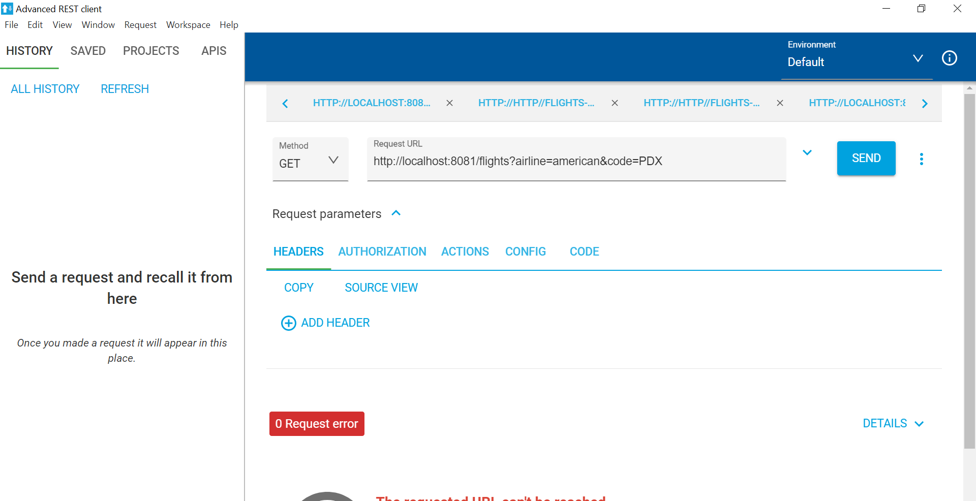Hii, I'm getting an 0 request error. Saying that the requested URL can't be reached. How to ...