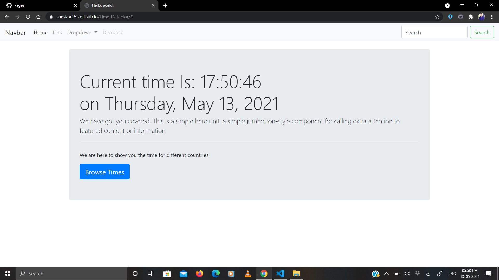 GitHub - sanskar153/Time-Detector: Simple page which shows current Time ...
